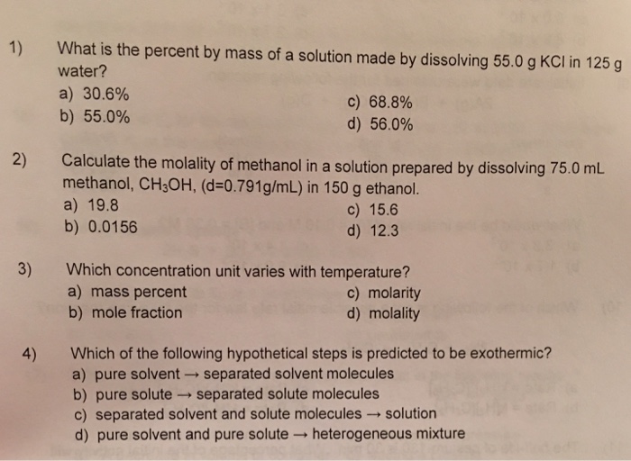 Solved What is the percent by mass of a solution made by | Chegg.com
