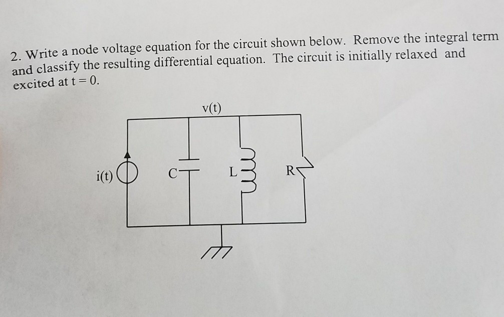 Solved Write a node voltage equation for the circuit shown | Chegg.com