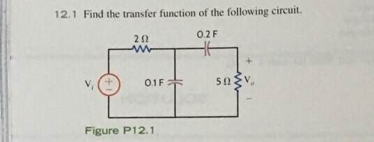Solved Find the transfer function of the following circuit. | Chegg.com