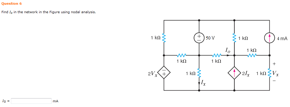 Solved Find I0 in the network in the Figure using nodal | Chegg.com