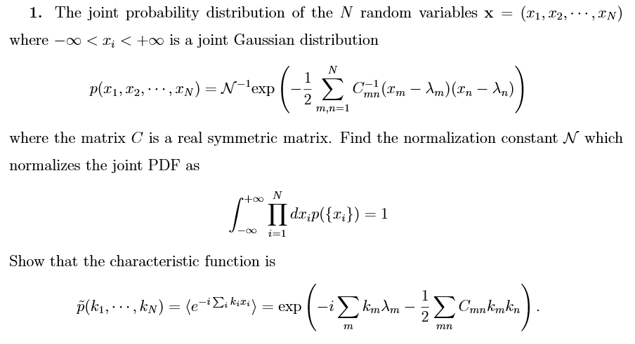 Solved where -00+oo is a joint Gaussian distribution | Chegg.com