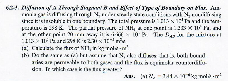 Solved Diffusion of A Through Stagnant B and Effect of Type | Chegg.com