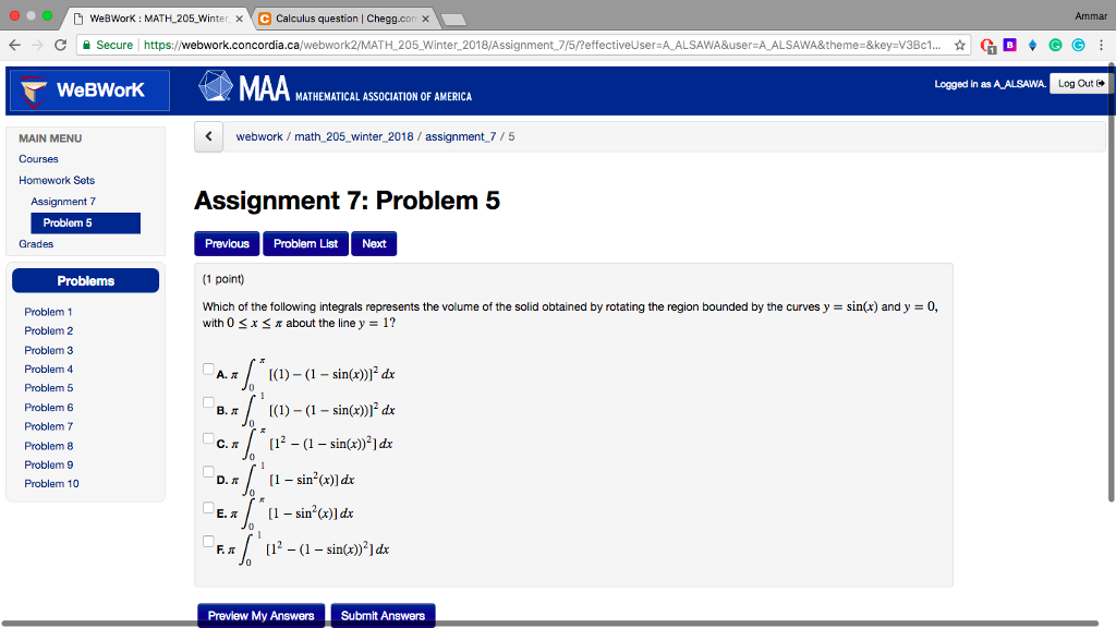 Solved D WeBWorK: MATH-205,Winter × e Calculus question! | Chegg.com Solved D WeBWorK: MATH-205,Winter × e Calculus question! | Chegg.com