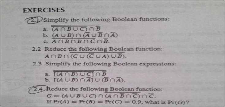 Simplify the following Boolean functions: Reduce the | Chegg.com