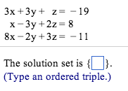Solved The solution set is { }. (Type an ordered triple.) | Chegg.com
