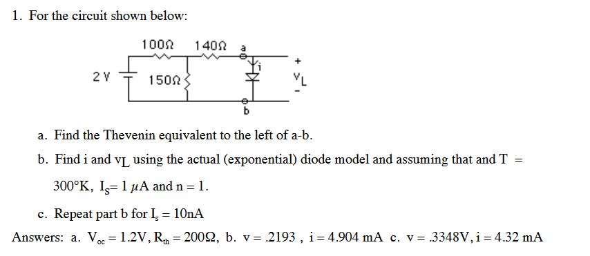 Solved For the circuit shown below: Find the Thevenin | Chegg.com