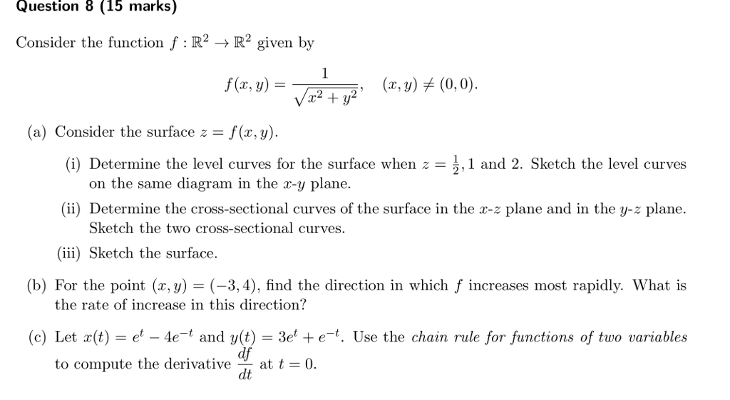 Solved Question 8 (15 marks) Consider the function f R2-R2 | Chegg.com