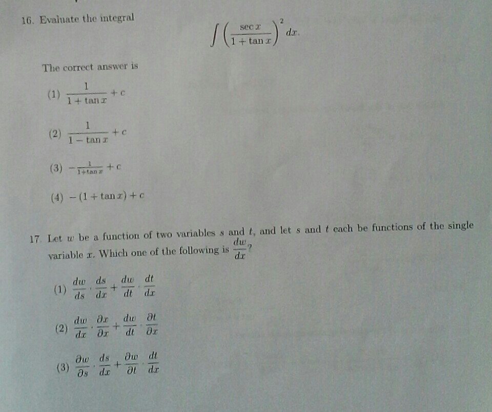 Solved Evaluate the integral integral (sec x/1 + tan x)^2 | Chegg.com