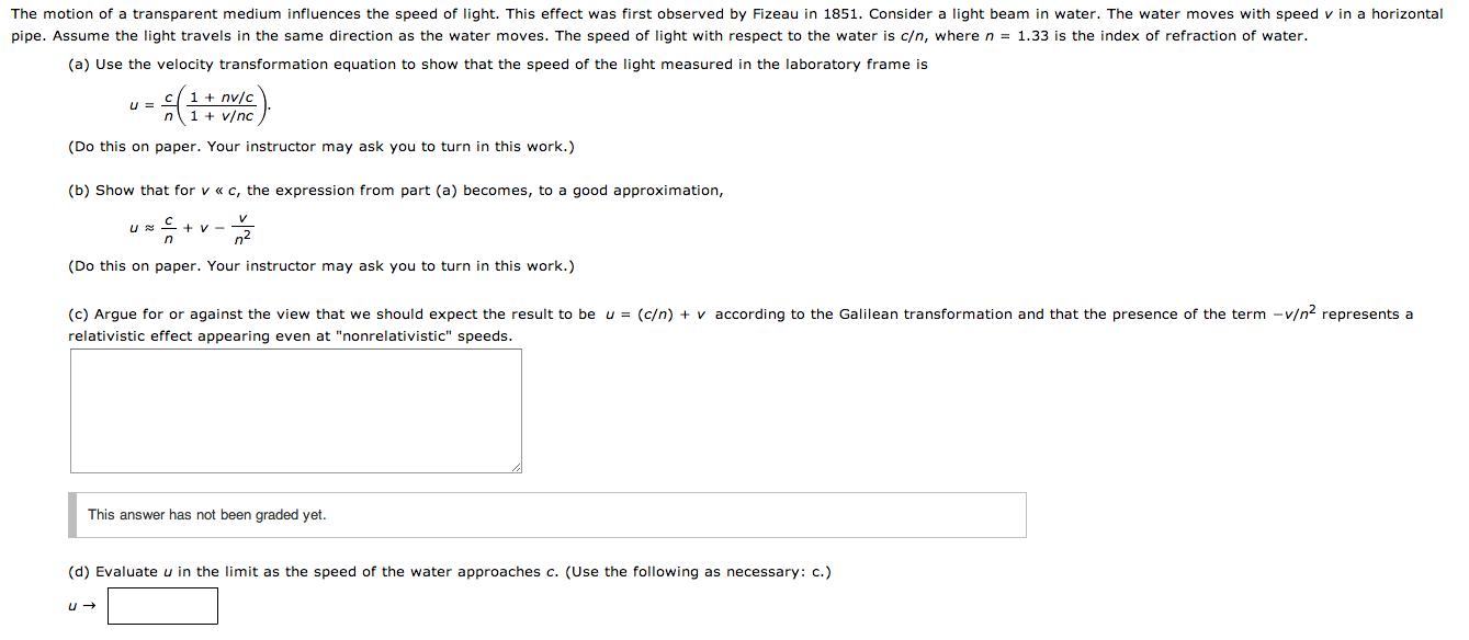 Solved The motion of a transparent medium influences the | Chegg.com