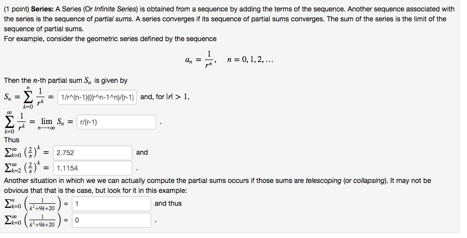 Solved (1 point Determine the sum of the series n(n 2) n-1 | Chegg.com