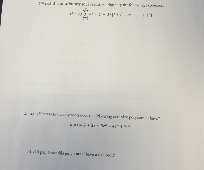 Solved A Is An Arbitrary Square Matrix Simplify The