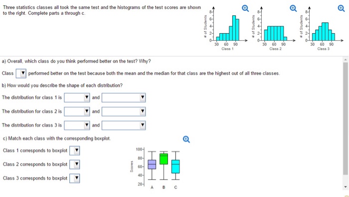 Solved Three statistics classes all took the same test and | Chegg.com