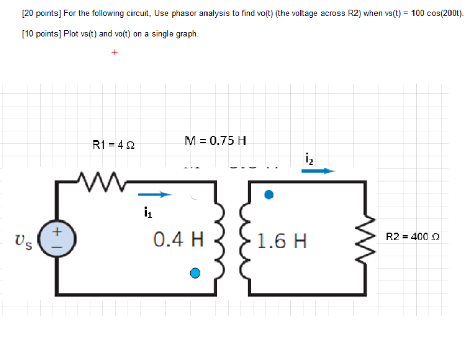 Solved For the following circuit. Use phasor analysis to | Chegg.com