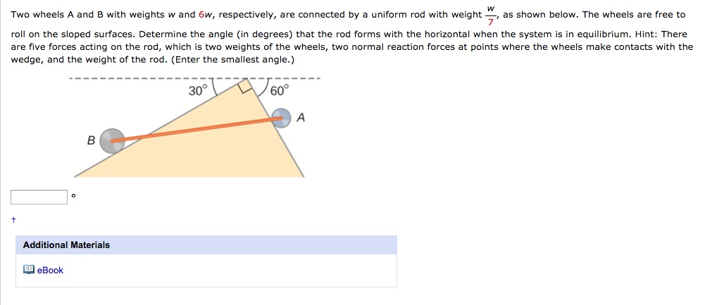 Solved Two wheels A and B with weights w and 6w, | Chegg.com