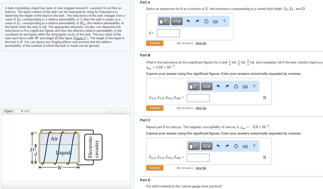 Solved A tank containing a liquid has turns of wire wrapped | Chegg.com