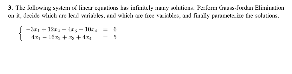 Solved The following system of linear equations has | Chegg.com