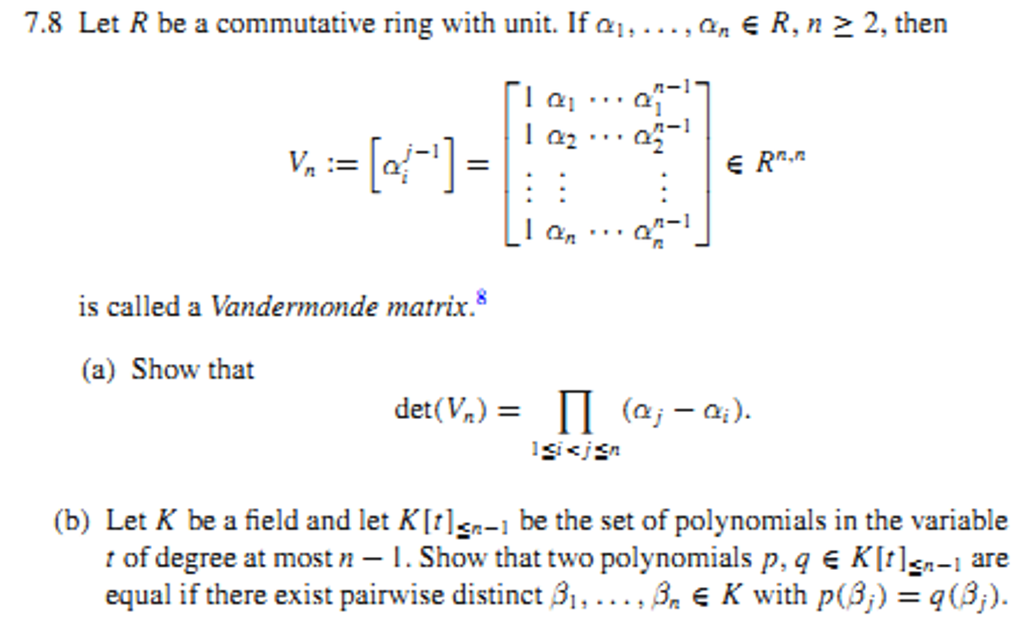 Solved Let R be a commutative ring with unit. If alpha_1, | Chegg.com
