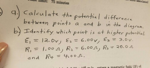 Calculate the potential difference between points a | Chegg.com