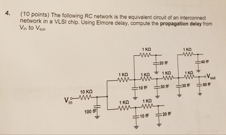 Solved 4. work in a VLSI chip. Using Elmore delay, compute | Chegg.com