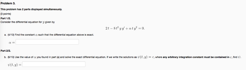 Solved Consider the differential equation for y given by 2t | Chegg.com