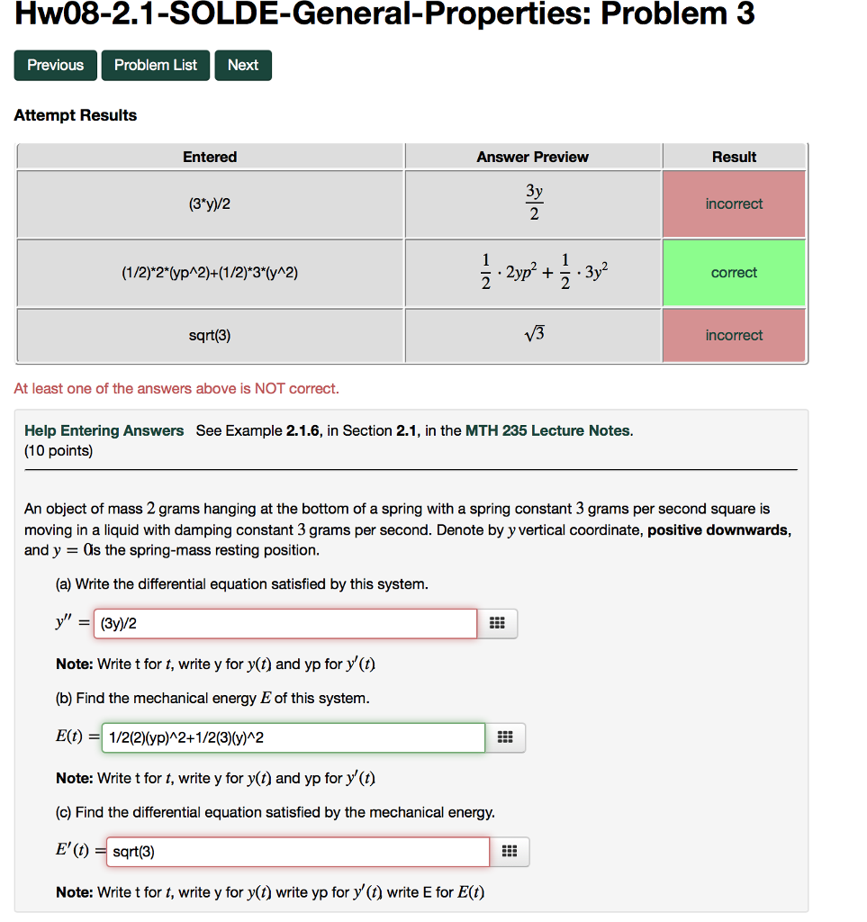 Solved Hw08-2.1-SOLDE-General-Properties: Problem 3 Previous | Chegg.com