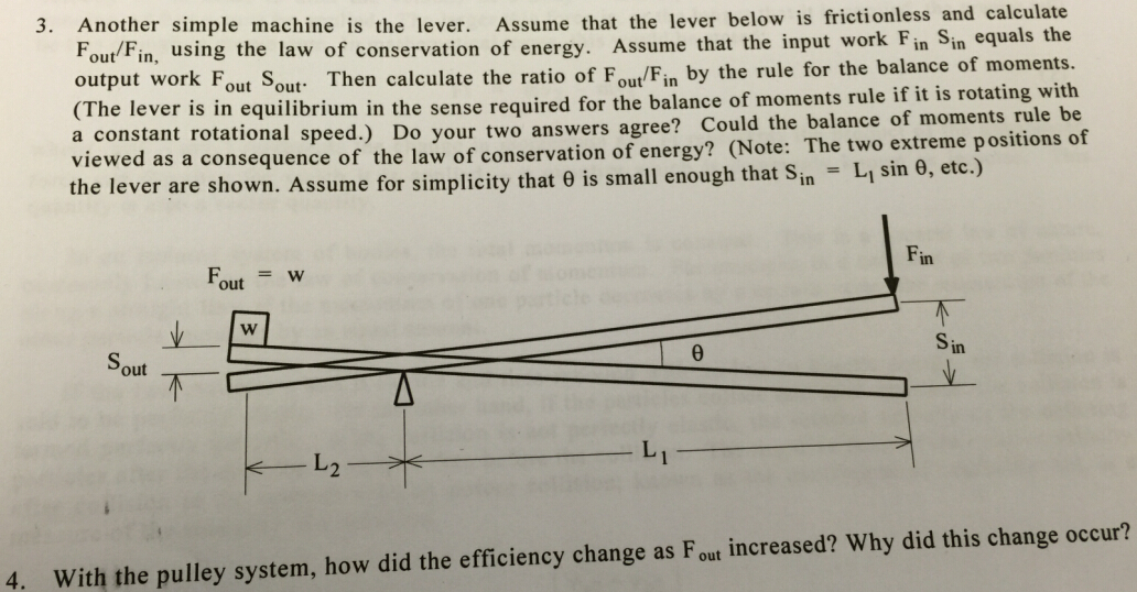 3. Another simple machine is the lever. Assume that | Chegg.com