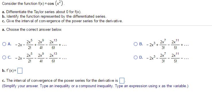 Solved Consider the function f(x) = cos (x^2). a. | Chegg.com