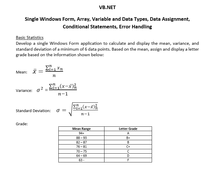 Solved VB.NET Single Windows Form, Array, Variable and Data | Chegg.com