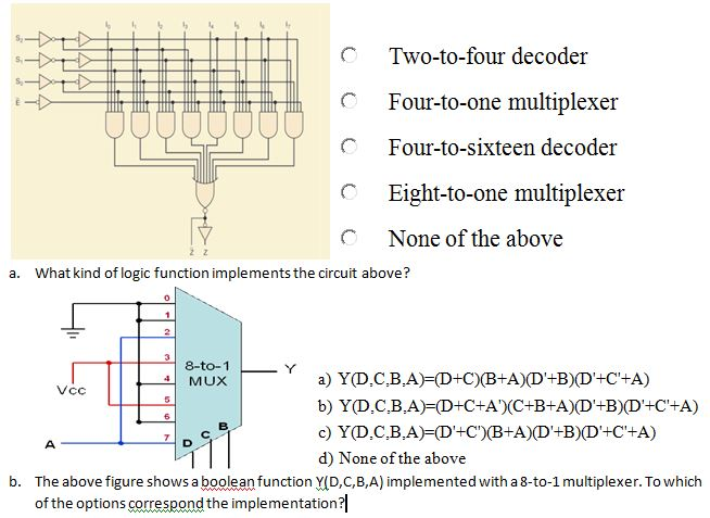 Solved C Two-to-four decoder C C C Four-to-one multiplexer | Chegg.com