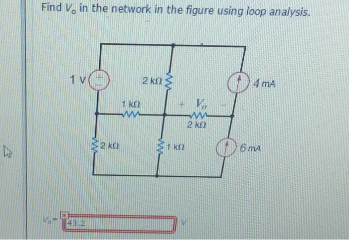 Solved Incorrect Determine Vo in the network in the figure | Chegg.com