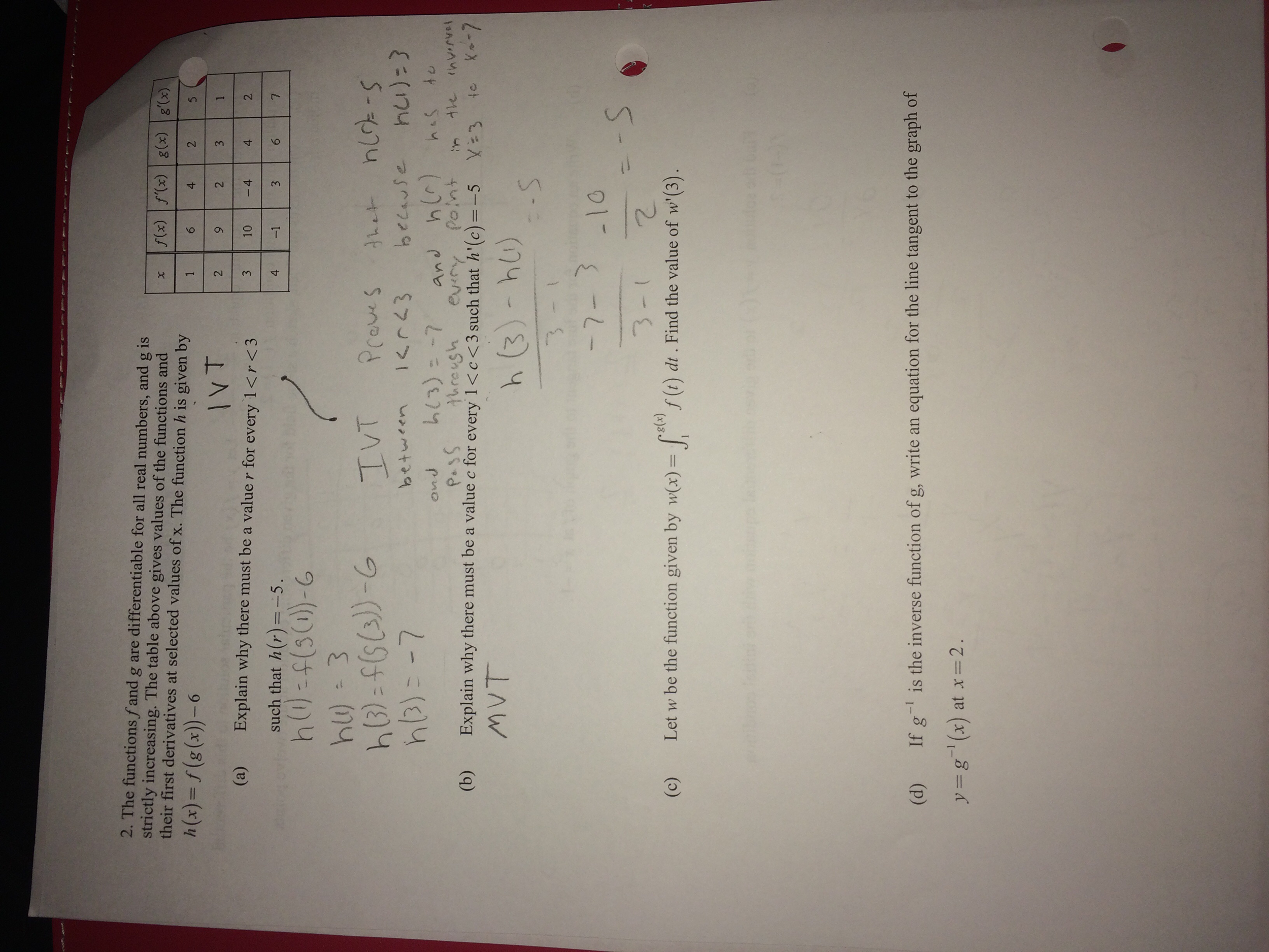 Solved The Functions F And G Are Differentiable For All Real