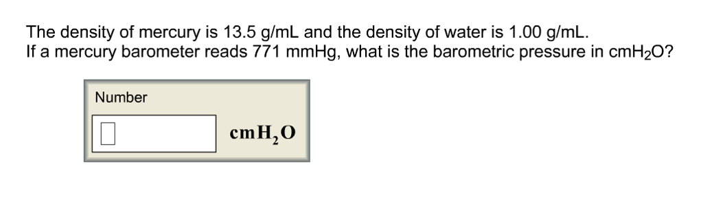 Solved The density of mercury is 13.5 g/mL and the density | Chegg.com