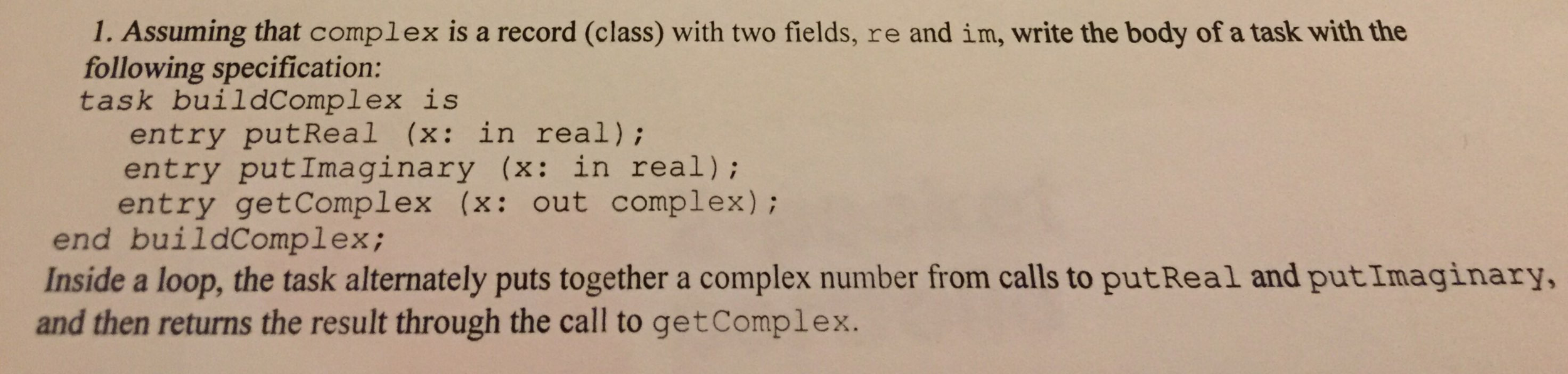 Solved 1. Assuming that complex is a record (class) with two | Chegg.com