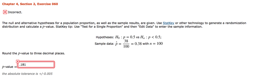 Solved Chapter 4, Section 2, Exercise 060 XIncorrect. The | Chegg.com