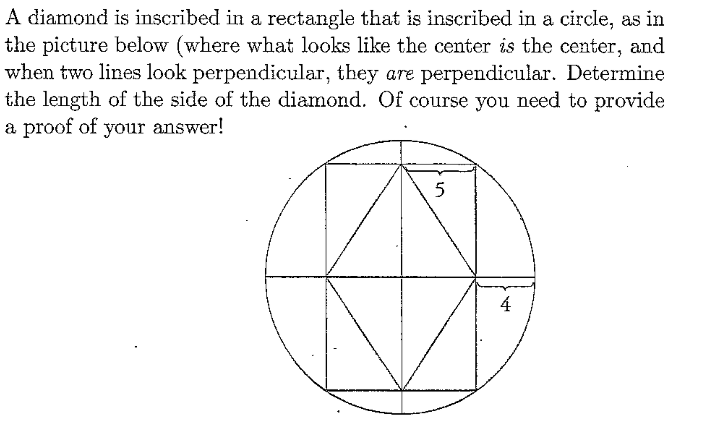 Solved A diamond is inscribed in a rectangle that is | Chegg.com