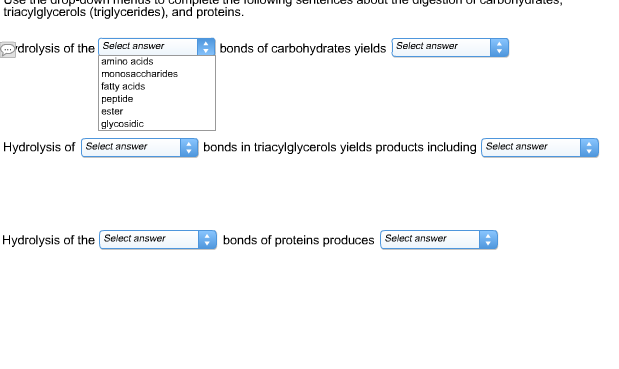 Solved Use the drop-down menus to complete the following | Chegg.com