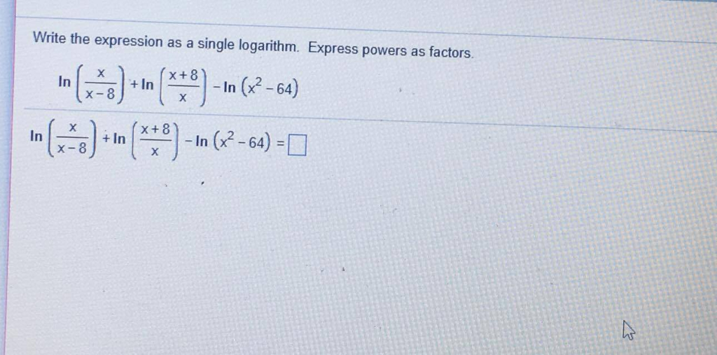 Solved Write The Expression As A Single Logarithm Express 