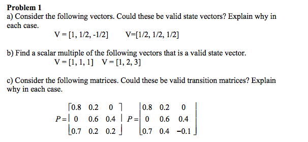 Solved Consider the following vectors. Could these be valid | Chegg.com