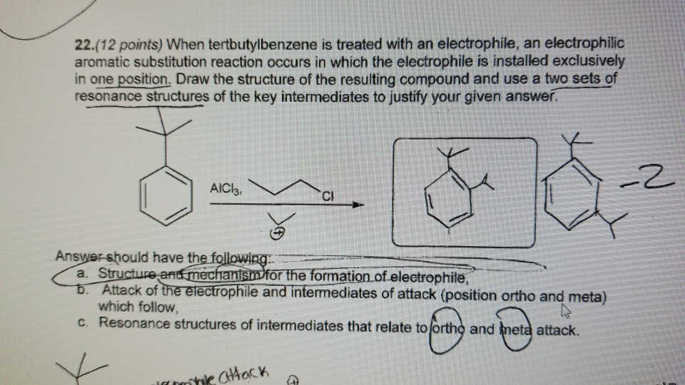 Solved 22.(12 points) When tertbutylbenzene is treated with | Chegg.com