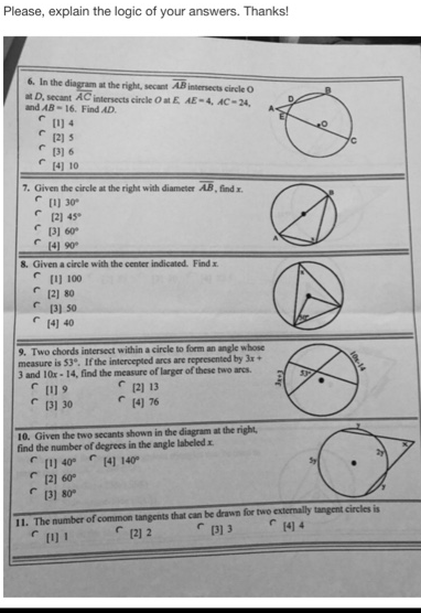 Solved In the diagram at the right, secant AB bar intersects | Chegg.com
