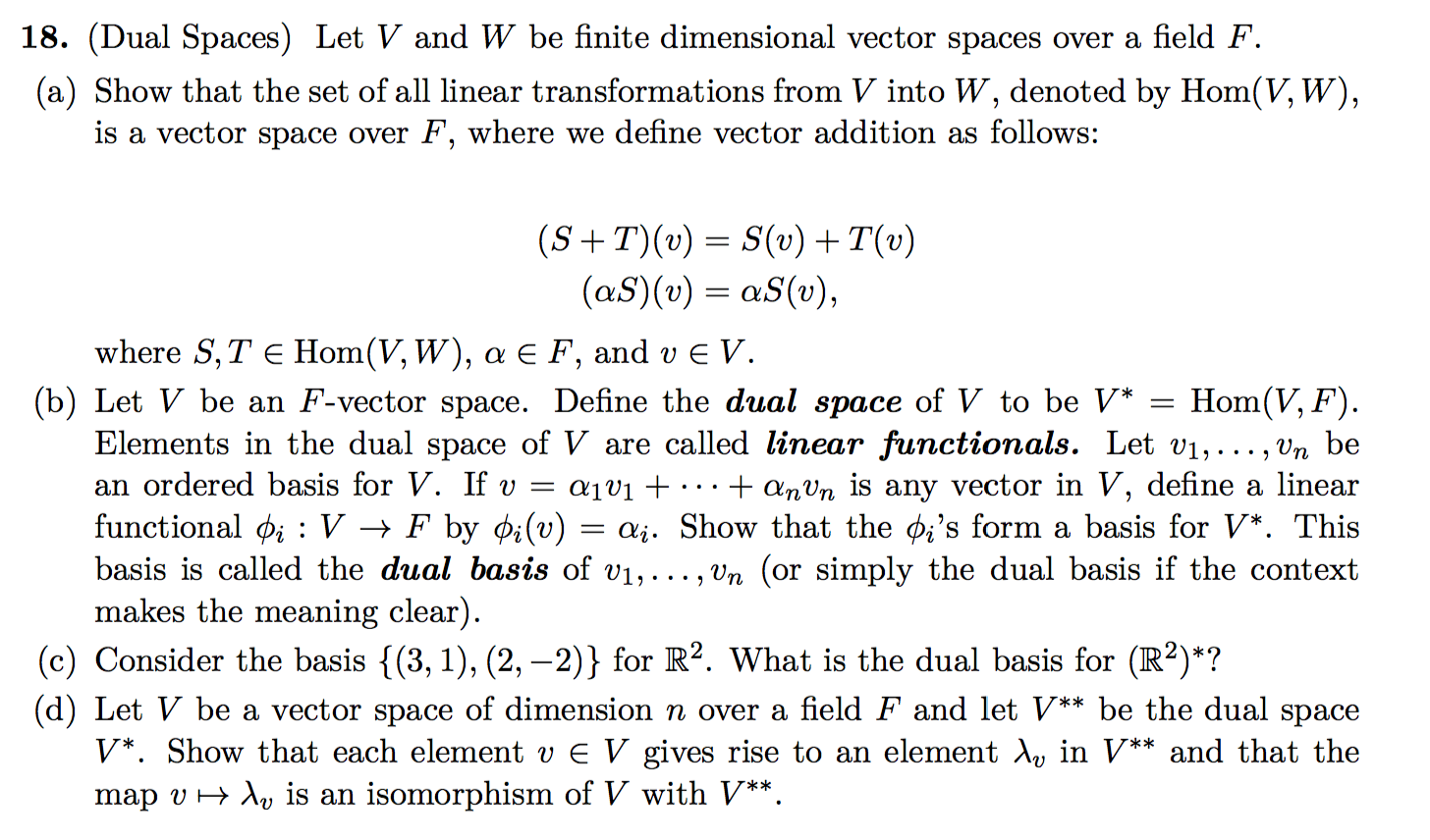 Let V and W be finite dimensional vector spaces over | Chegg.com