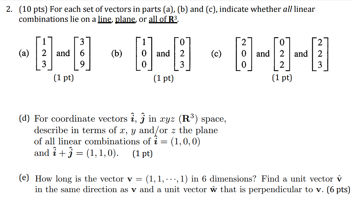Solved For each set of vectors in parts (a), (b) and (c), | Chegg.com