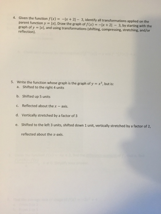 Solved Given the function f(x) = -|x + 2| - 3, identify all | Chegg.com
