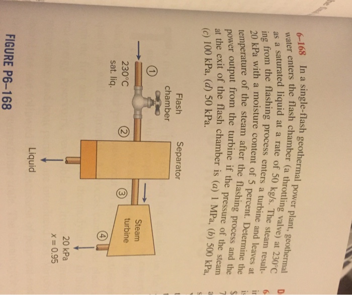 Solved In a single flash geothermal power plant, geothermal | Chegg.com