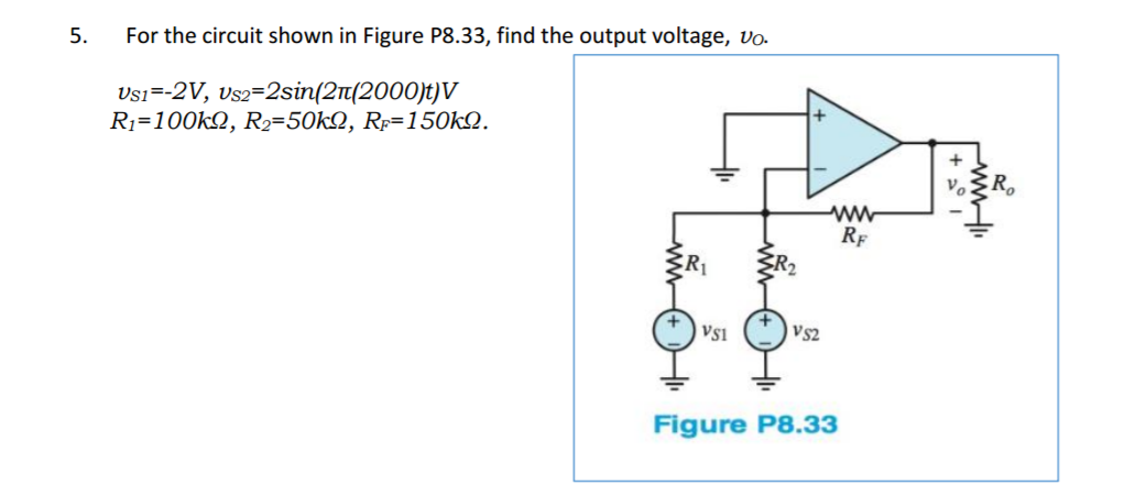Solved For the circuit shown in Figure P8.33, find the | Chegg.com