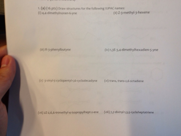 Solved Draw structures for the following IUPAC names: | Chegg.com