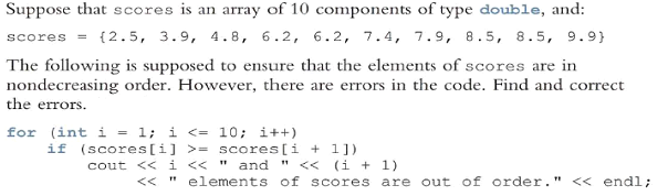 Solved Suppose that scores is an array of 10 components of | Chegg.com