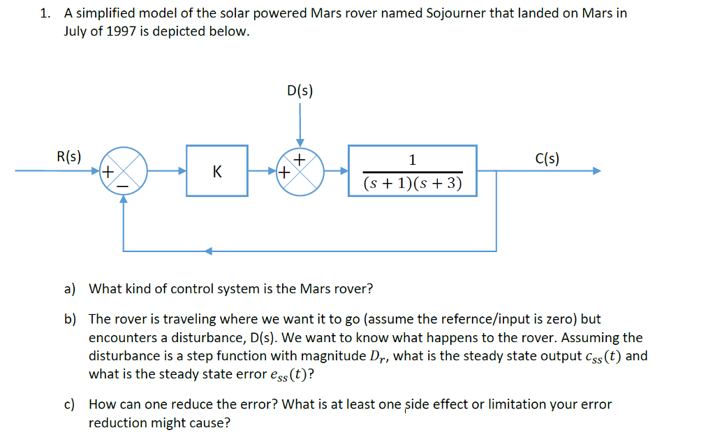 Solved A simplified model of the solar powered Mars rover | Chegg.com