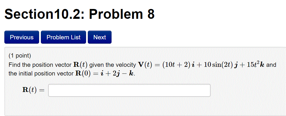 Solved Find the position Vector R(t) given the velocity V(t) | Chegg.com