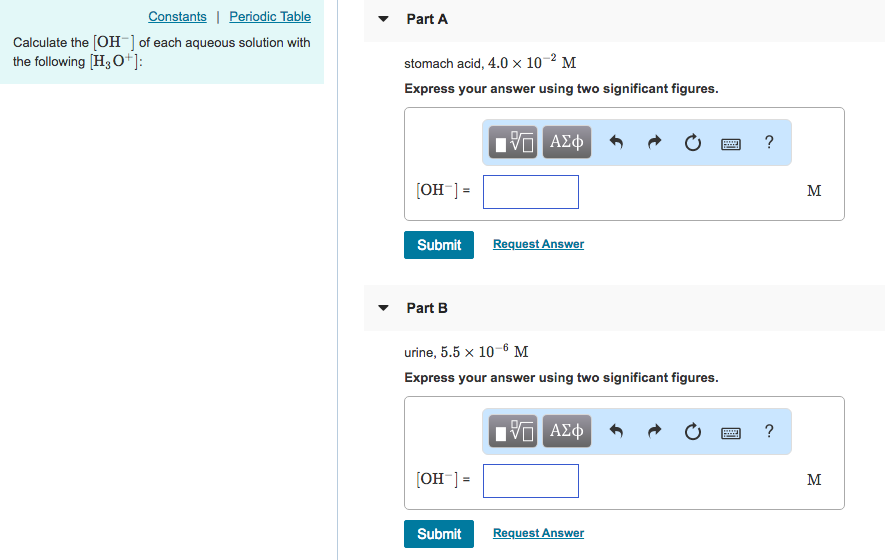 Solved Constants | Periodic Table Part A Calculate the [OH | Chegg.com